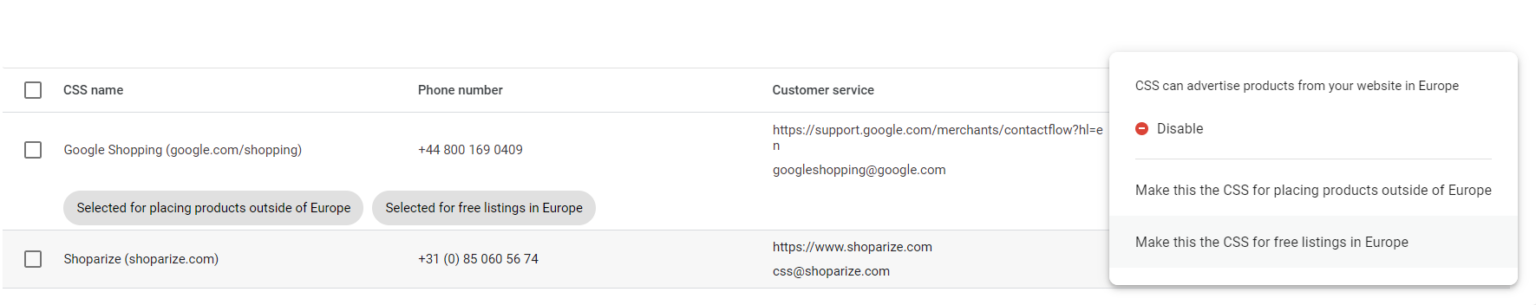 How to use the CSS dashboard in the Google Merchant Center - Shoparize CSS