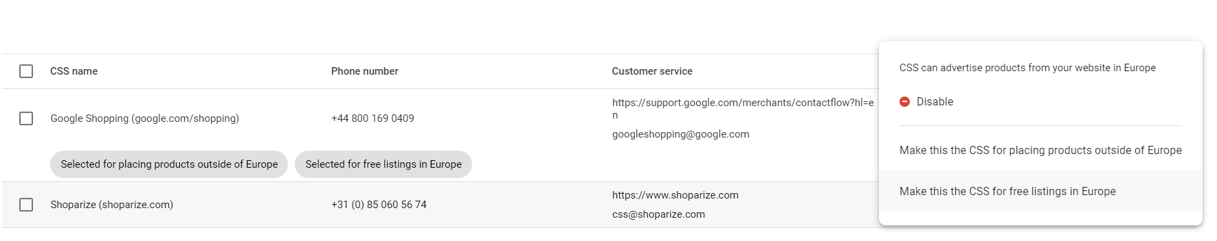 How to use the CSS dashboard in the Google Merchant Center - Shoparize CSS
